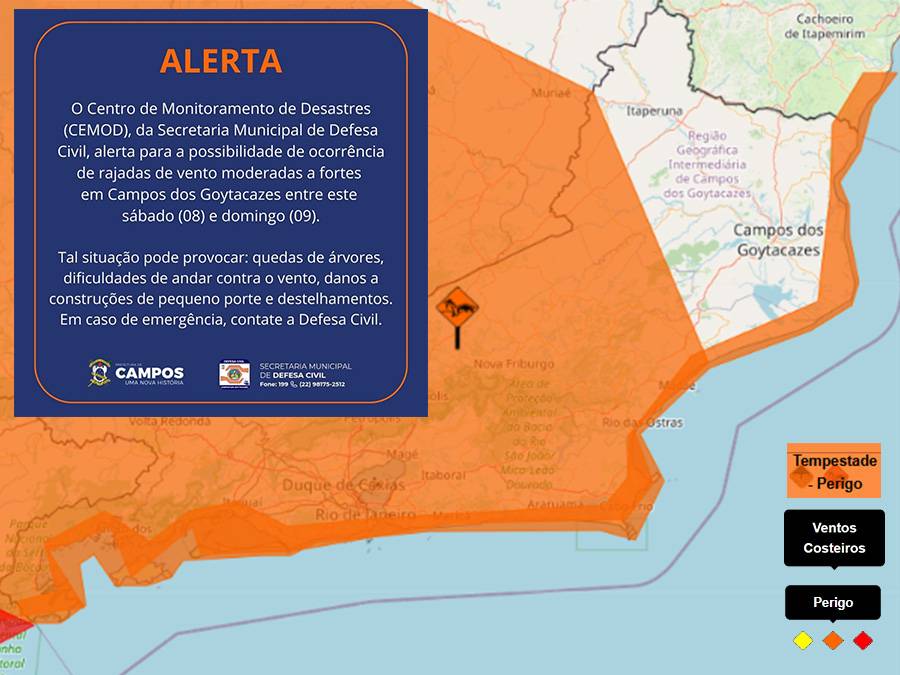 Alerta de ventos fortes coloca a costa de Campos e o Norte Fluminense ...